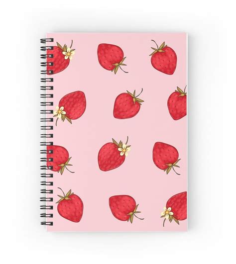 Cute Strawberries Pattern Red Pink Pastel Aesthetic Journal For Sale