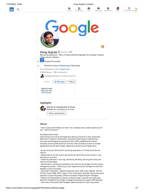 Vinay Gujrati Linkedin Pdf Recruitment Linked In
