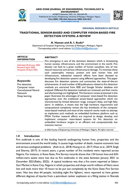 Pdf Traditional Sensor Based And Computer Vision Based Fire Detection