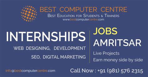 Best Computer Centre Amritsar On Linkedin Internship Amritsar Web Design Internship Digital