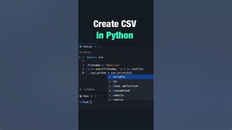 Create Csv File In Python Softlinks Python Softwareengineering Youtube