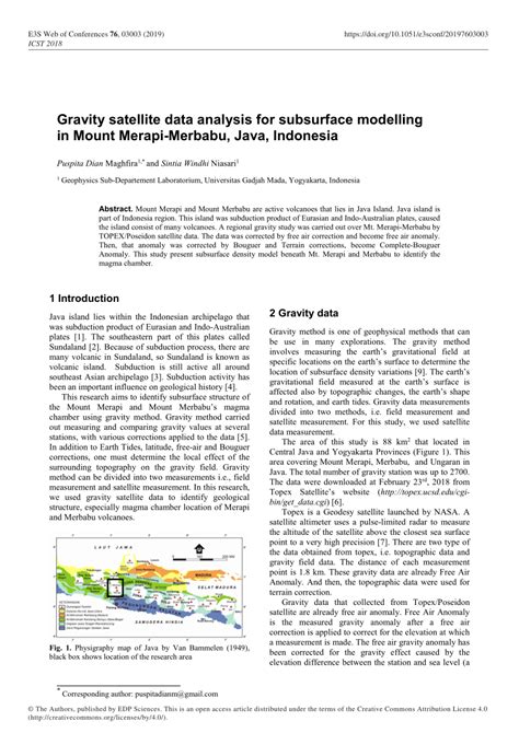 Pdf Gravity Satellite Data Analysis For Subsurface Modelling In Mount Merapi Merbabu Java