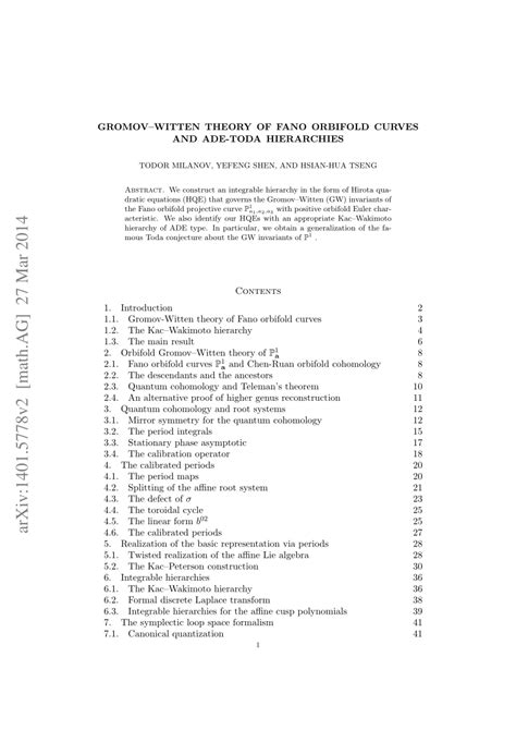 Pdf Gromov Witten Theory Of Fano Orbifold Curves And Ade Toda Hierarchies