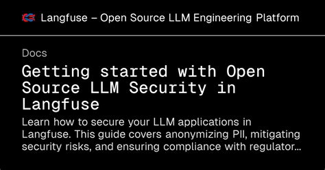 Getting Started With Open Source Llm Security In Langfuse Langfuse