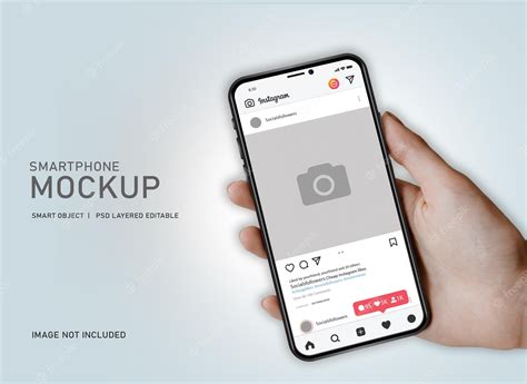 인스타그램 모형이 있는 오른쪽 보기의 스마트폰 프리미엄 Psd 파일