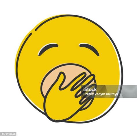 하품 이모티콘 지루하거나 졸린 이모티콘 손으로 입을 가리고 있는 노란색 지루함 얼굴 손으로 그린 플랫 스타일 이모티콘 감정에 대한 스톡 벡터 아트 및 기타 이미지 Istock