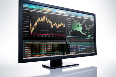 premium photo computer screen with stock market chart on yellow