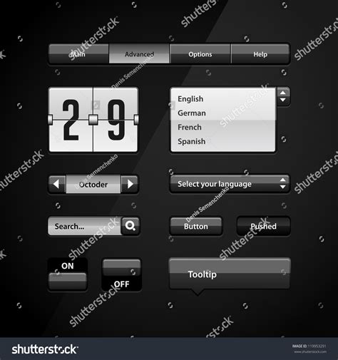 Clean Dark User Interface Controls 4 เวกเตอร์สต็อก ปลอดค่าลิขสิทธิ์ 119953291 Shutterstock
