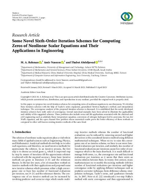 Pdf Some Novel Sixth Order Iteration Schemes For Computing Zeros Of