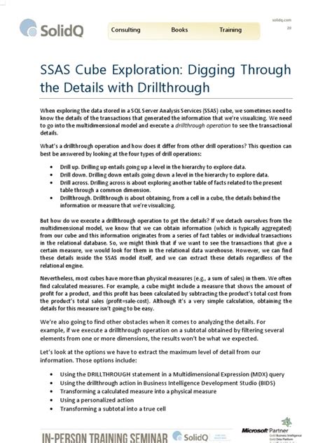 Ssas Cube Exploration Digging Through The Details With Drillthrough Pdf Relational Database