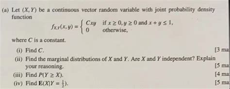 Solved A Let Xy Be A Continuous Vector Random Variable