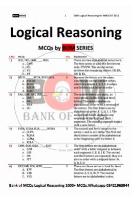BOM 1000 NMDCAT Logical Reasoning MCQs Book Taleem360