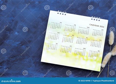 Calendar Year 2024 Schedule 12 Months Desk Calendar 2024 With Dried Flowers On The Table