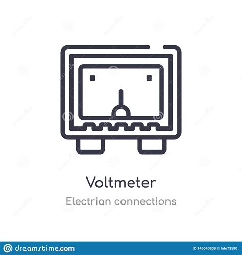 Voltmeter Outline Icon Isolated Line Vector Illustration From Electrian Connections Collection
