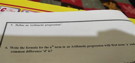 Define An Arithmetic Progression Write The Formula For The Mathbf { N }