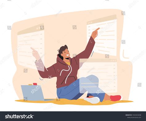 Man Programmer Gui Designer Character Working Stock Vector Royalty Free Shutterstock