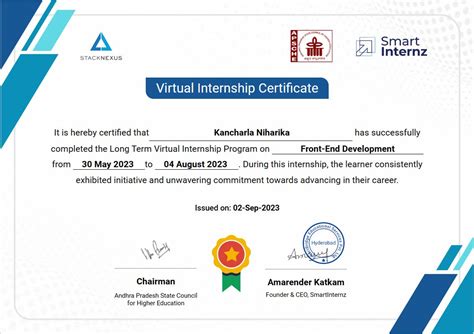 apsche smartinternz virtualinternship frontenddevelopment niharika kancharla