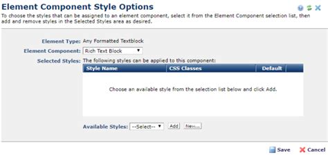 Element Component Style Options
