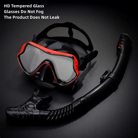 Hd Anti Fog Diving Goggles Snorkel Set Tempered Glass Diving Goggles