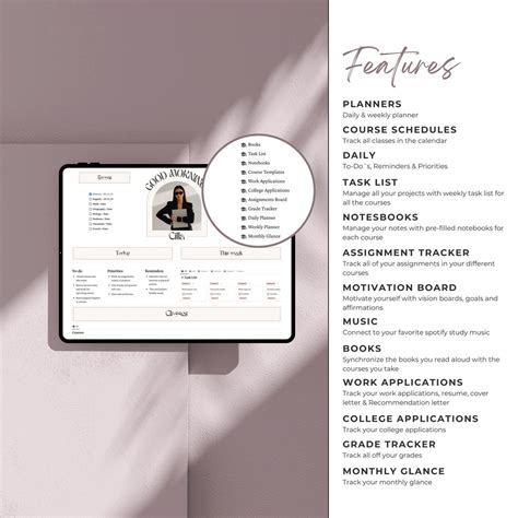 Notion College Template University Babes Aesthetic Design For Girls Study Planner App For Pc