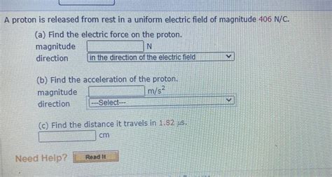 Solved A A Proton Is Released From Rest In A Uniform Chegg