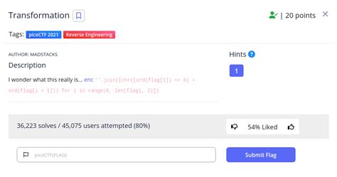 picoctf gym writeup transformation by aleksey level up coding