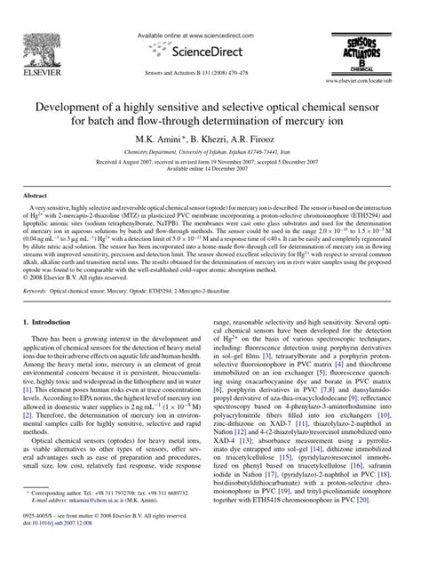 Development Of A Highly Sensitive And Selective Optical Chemical Sensor Pdf Buffer Solution Ph