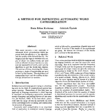 Method For Improving Automatic Word Categorization Acl Anthology