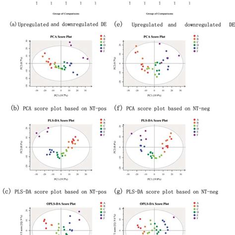 Upregulated And Downregulated De Metabolites Pca Score Plots Pls Da