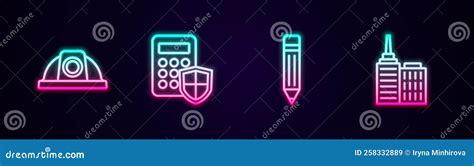 Set Line Worker Safety Helmet Security Keypad Access Panel Pencil With Eraser And City