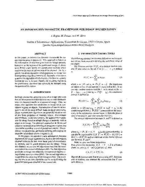 Pdf An Information Theoretic Framework For Image Segmentation