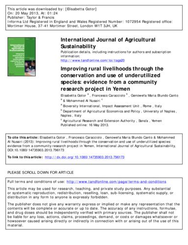 Improving Rural Livelihoods Through The Conservation