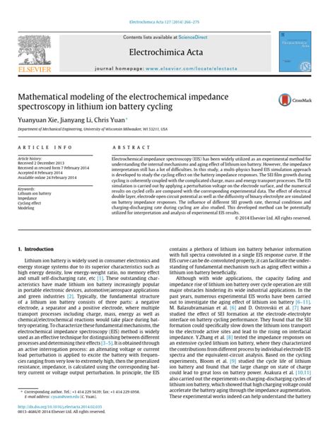 Mathematical Modeling Of The Electrochemical Impedancespectroscopy In Lithium Ion Battery