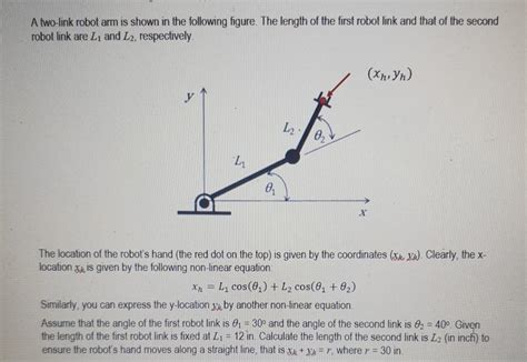 Solved A Two Link Robot Arm Is Shown In The Following Chegg
