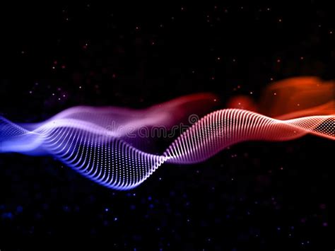 3d Modern Background With Flowing Cyber Particles Stock Illustration