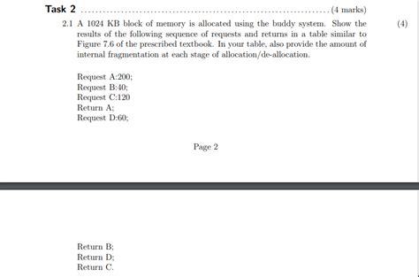 Solved 21 A 1024 Kb Block Of Memory Is Allocated Using The