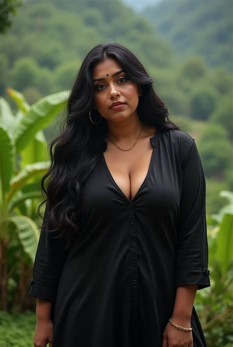 Kerala Chubby Curvy Female With Fair Skin Tone Black Hairs Wearing