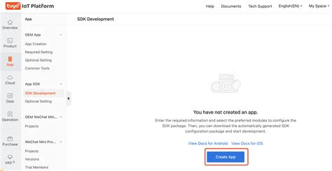 Preparation Smart App SDK Tuya Developer