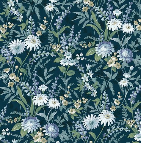 Download Elegant Blue Floral Pattern Wallpaper