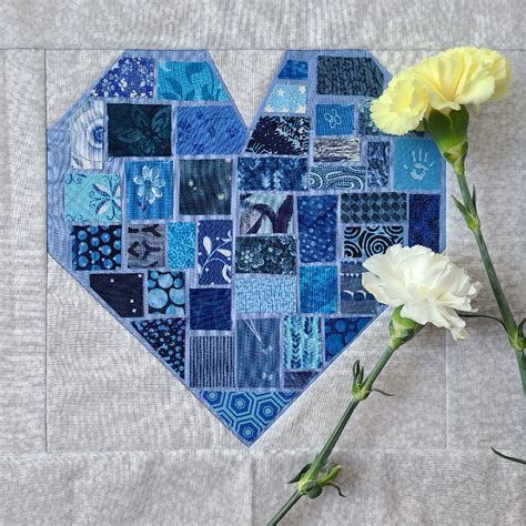 Devoted Quilter Ticker Tape Heart Block Challenge