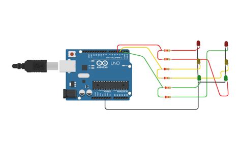 Circuit Design Semáforo Arduino Tinkercad