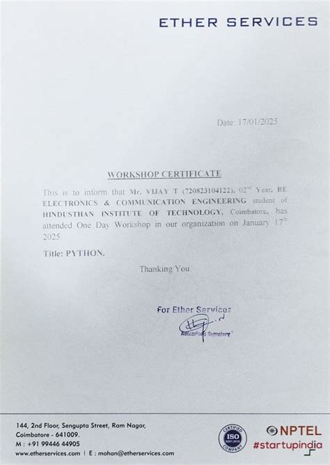 Im Excited To Share That I Have Attended A One Day Workshop On Python