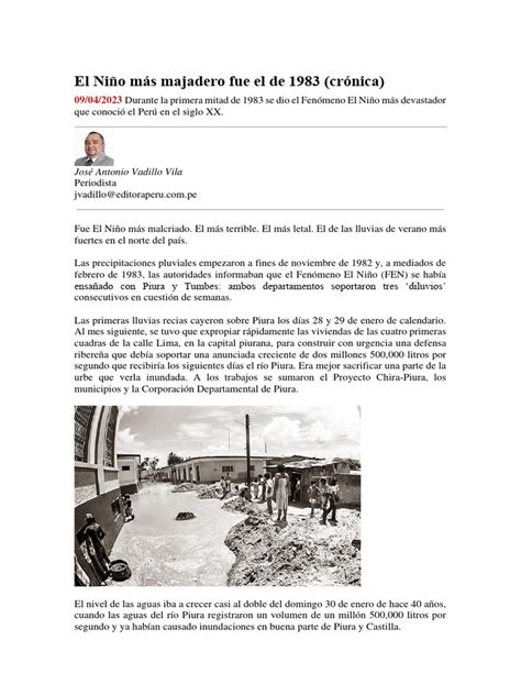 Fenómeno Del Niño 1983 Pdf Lima Precipitación