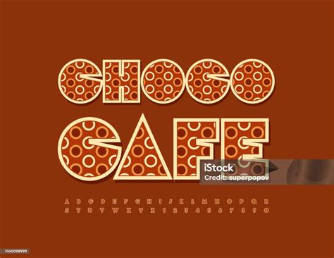 벡터 크리에이 티브 사인 초코 카페 현대 알파벳 문자와 숫자 세트 0명에 대한 스톡 벡터 아트 및 기타 이미지 0명 갈색