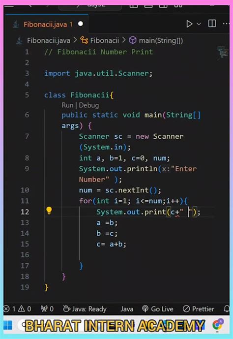 Fibonacci Number Using Java Java Coding Programming Codereview 1million Shorts Shots