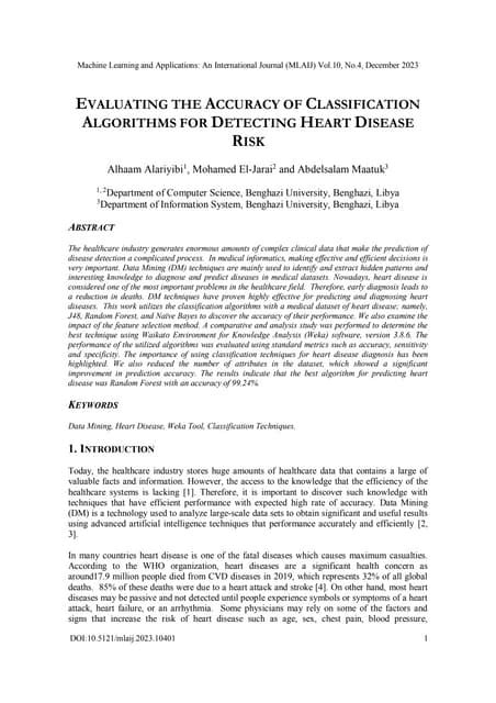 prediction of the risk of developing heart disease using logistic regression pdf