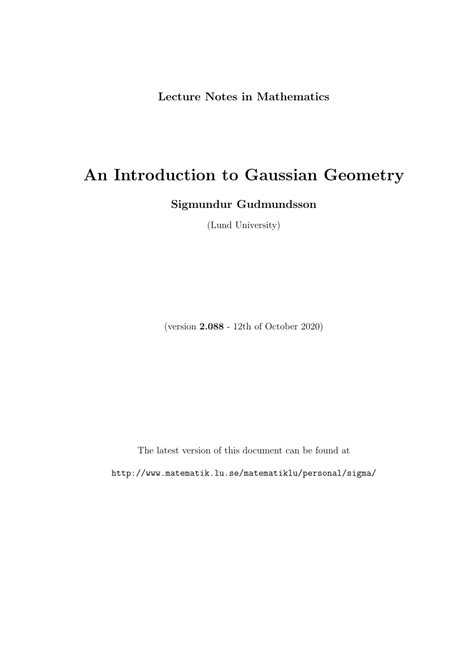 pdf an introduction to gaussian geometry