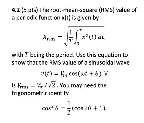 Solved 42 5 Pts The Root Mean Square Rms Value Of A