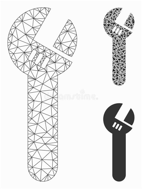 Spanner Vector Mesh Wire Frame Model And Triangle Mosaic Icon Stock Vector Illustration Of