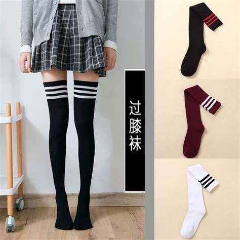 Promo Kaos Kaki Panjang Hitam Sexy Model Jepang Strip Putih Jakarta Barat Cosplay Sexy